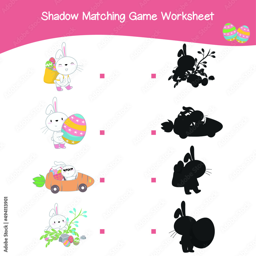 Easter matching shadow game. Matching shadow worksheet. Educational ...