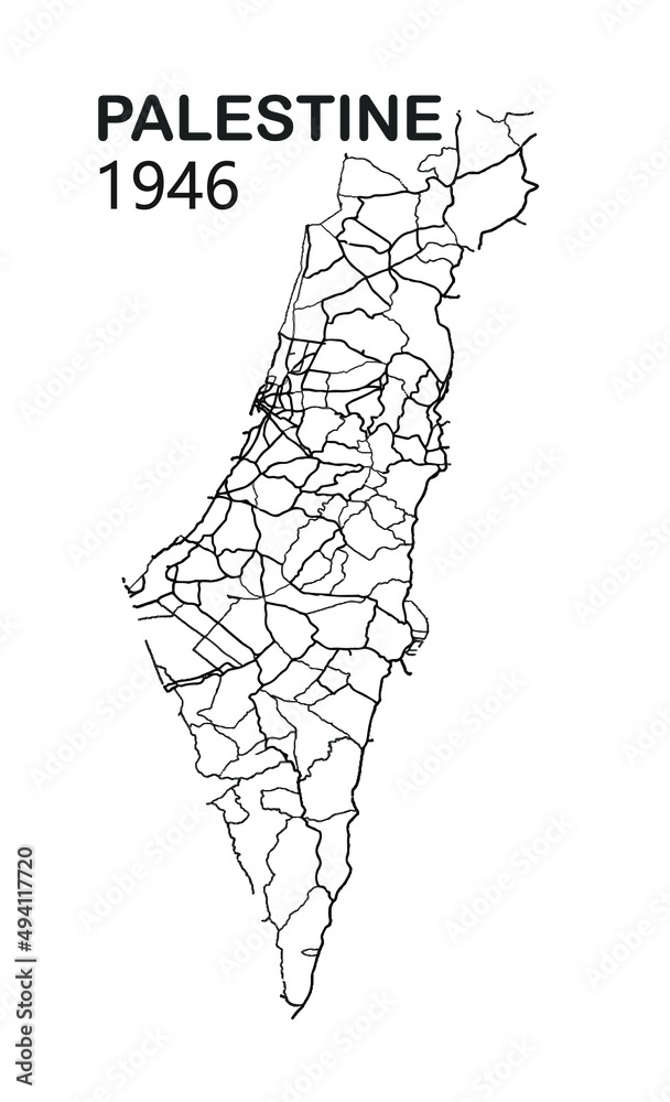 Map of the Palestinian territories in 1946 Stock Vector | Adobe Stock