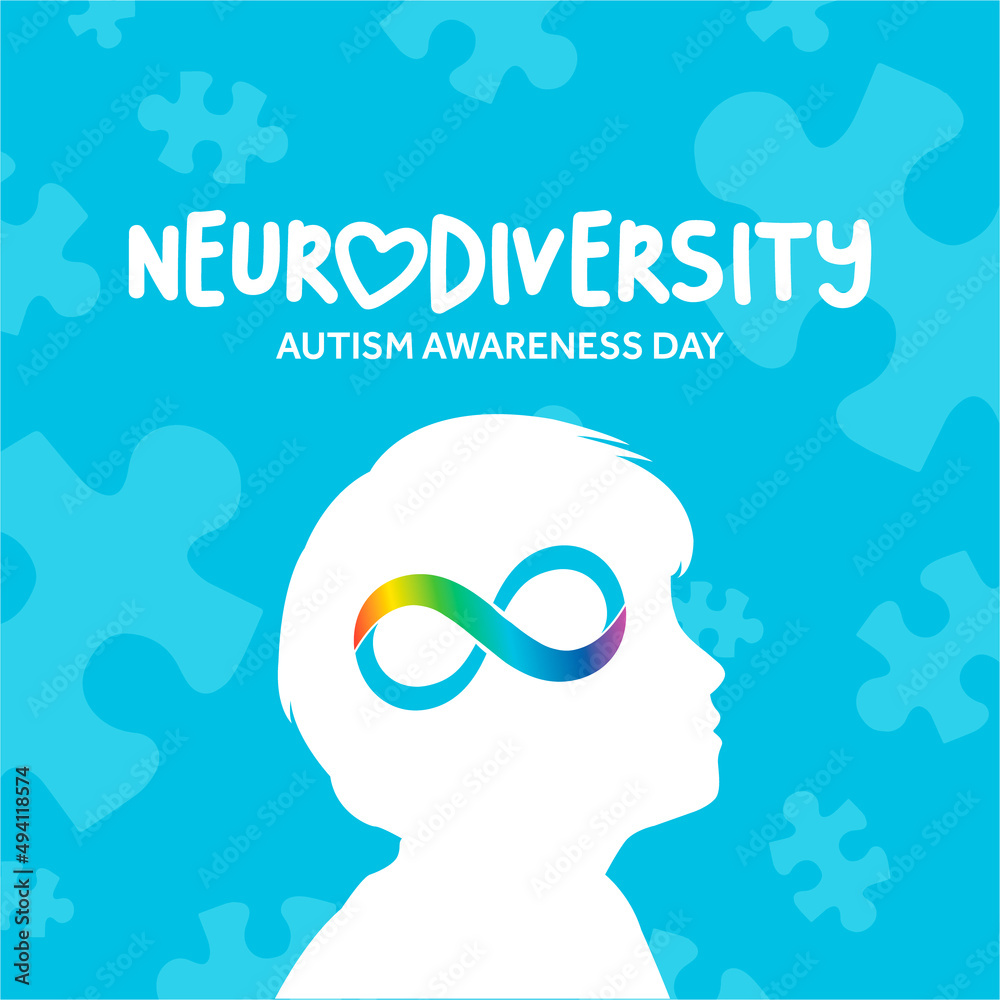 World Autism Awareness Day illustration. Rainbow-colored infinity ...