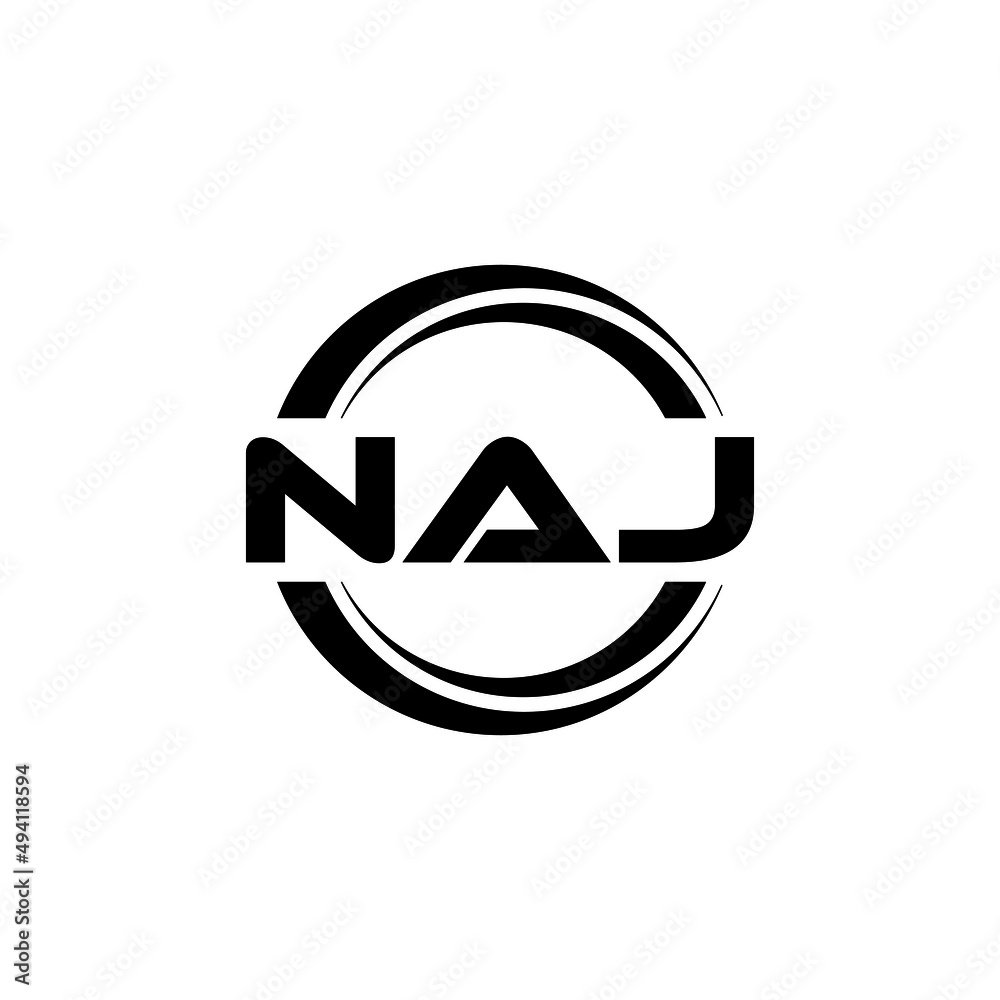NAJ letter logo design with white background in illustrator, vector ...