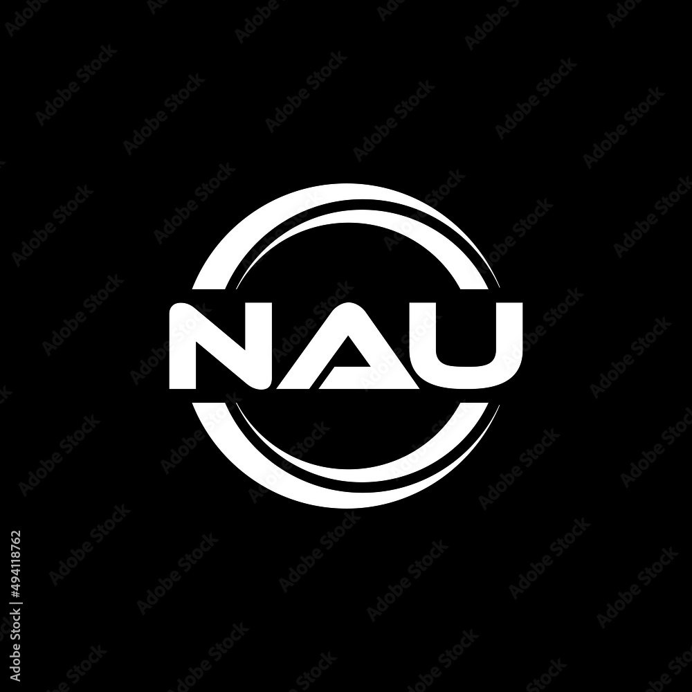 Vecteur Stock NAU letter logo design with black background in ...