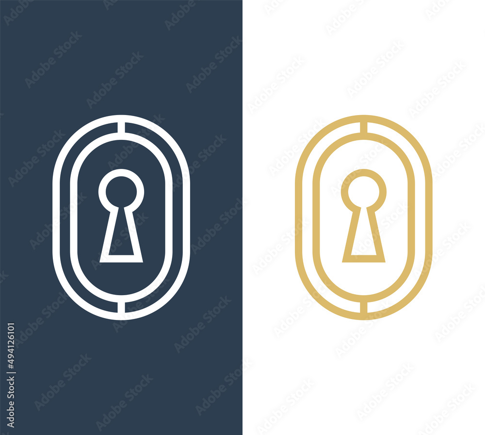 Keyhole logo design, lock symbol vector, line art style illustration ...