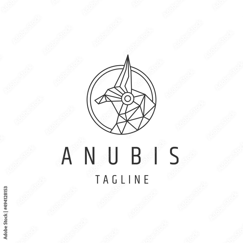 Anubis line logo icon design template flat vector Stock Vector | Adobe ...