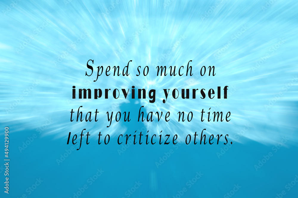Motivational quote on blurry blue water zoom motion effect background ...