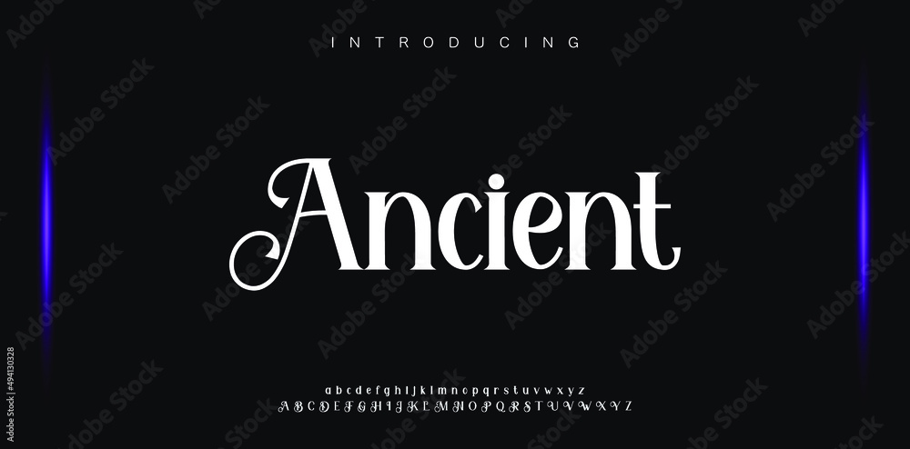 Modern, Minimal and luxury ANCIENT Alphabet Letter font. Professional ...