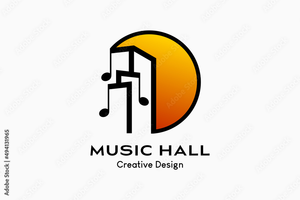 Logo design of a music building or music house, building or house with ...