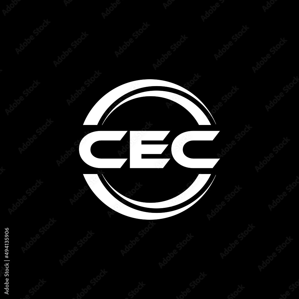 Vettoriale Stock CEC letter logo design with black background in ...