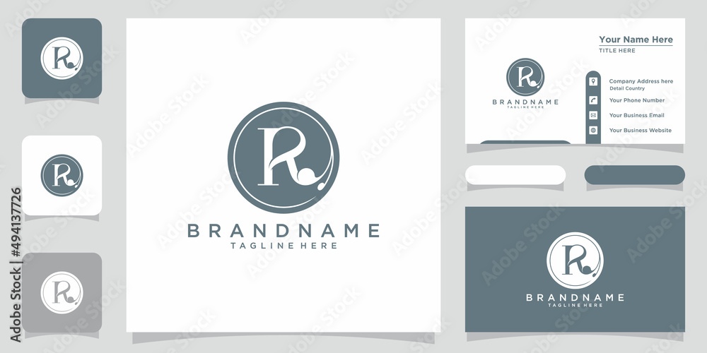 Initial letter R luxury Logo design Vector with business card design ...