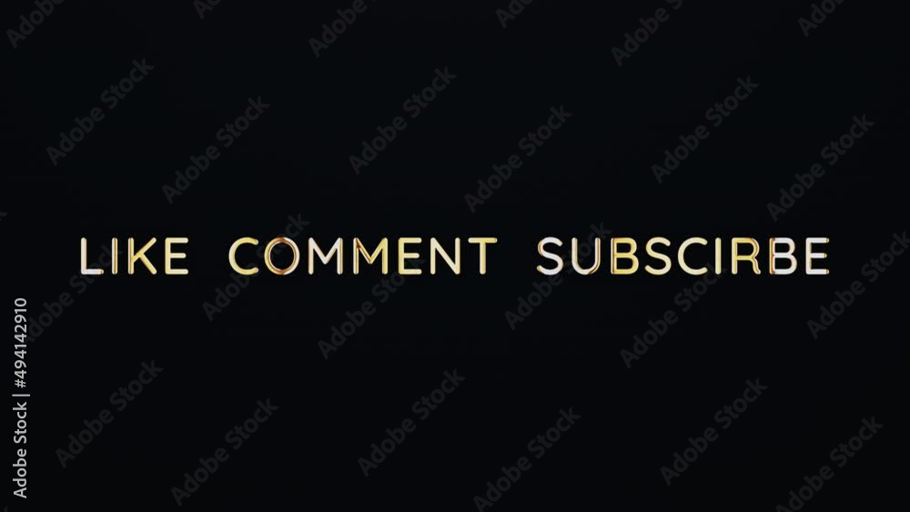 Like Comment Subscriber golden text with light effect cinematic Title ...