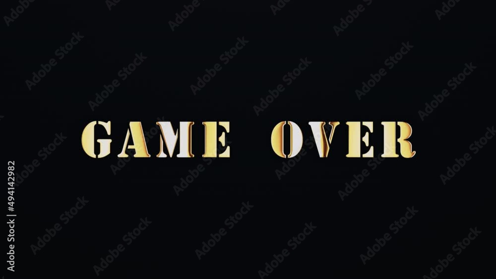 GAME OVER golden text with light effect cinematic Title Background. 4K ...