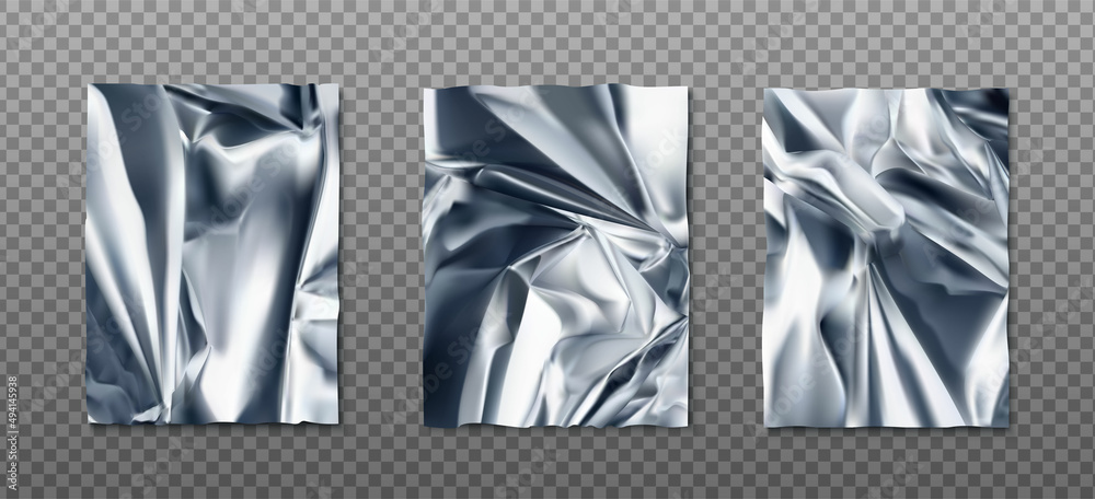 3d realistic vector icon. Collection of wrinkled foil texture formats ...