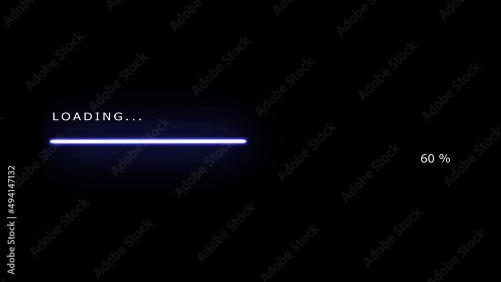 Loading bar blue light animation. Futuristic progress loading bar 0-100 ...