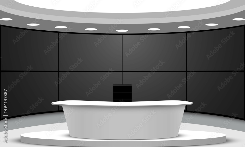 white table and lcds background in the news studio room Stock Vector ...
