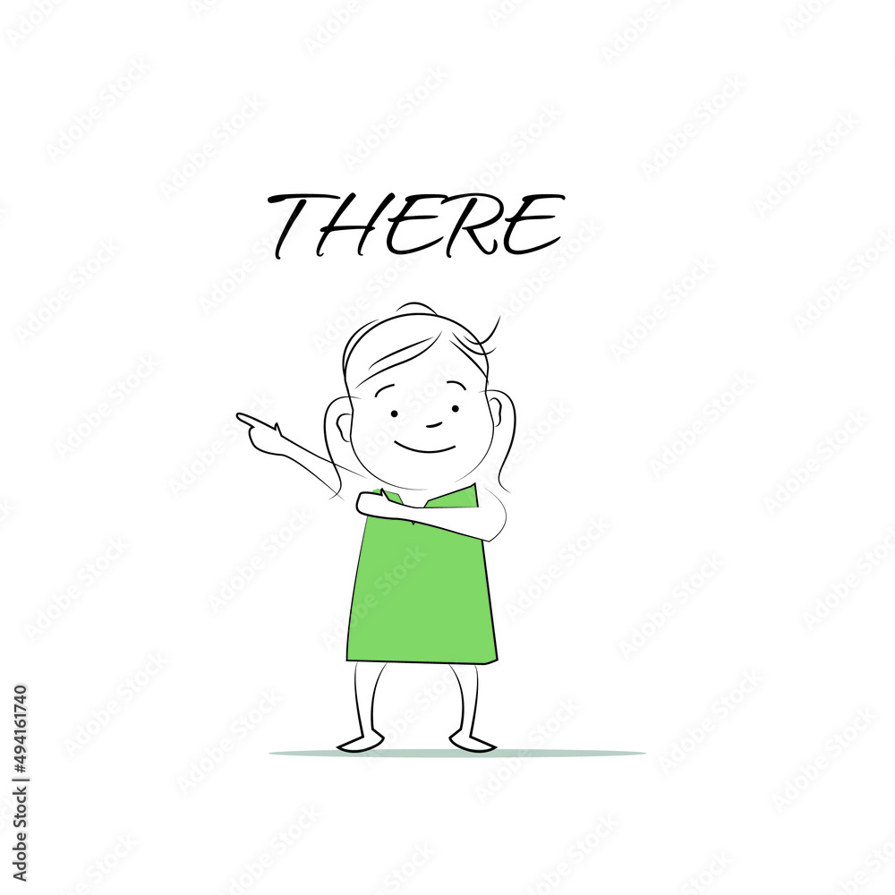 "There", Doodle style character. An illustration of simple human ...