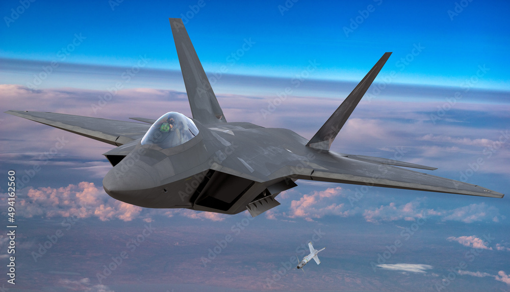 Lockheed Martin F-22 Raptor in flight Stock Photo | Adobe Stock