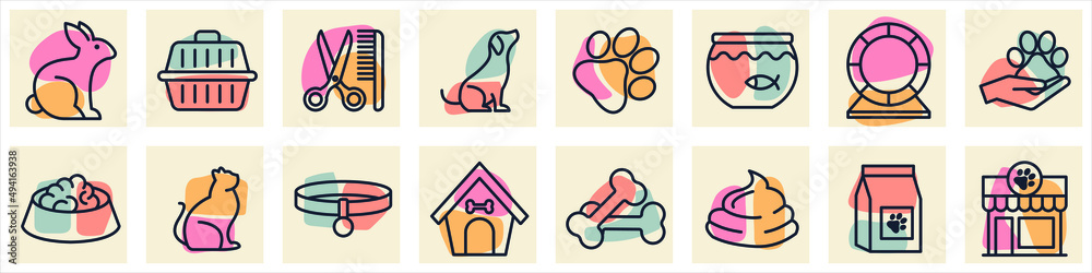 Pet, vet, pet shop set icon symbol template for graphic and web design ...