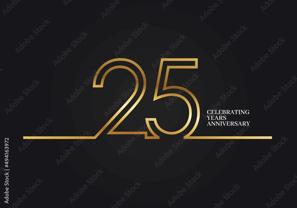 25 Years Anniversary logotype with golden colored font numbers made of ...