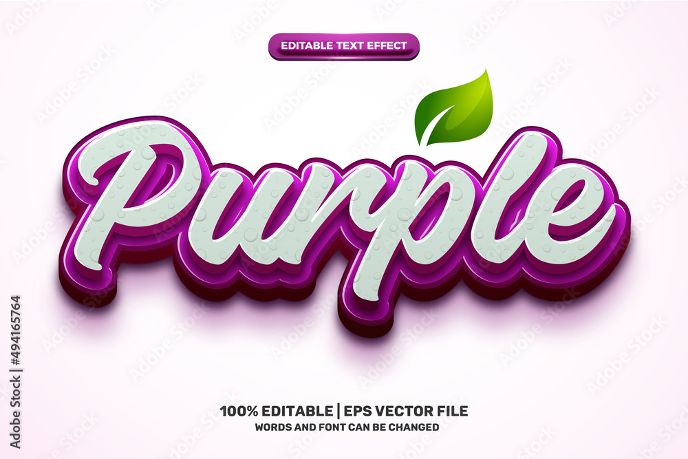 Fresh purple nature 3D logo mock up template Editable text Effect Style ...