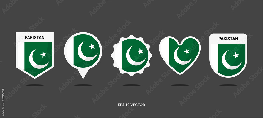 Pakistan Flag Set Vector Illustration. Good Used for Sticker, Logo ...