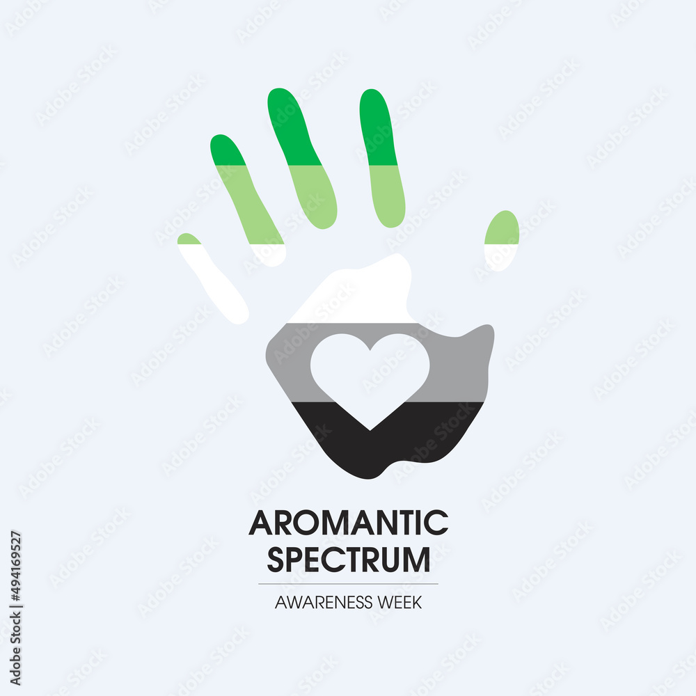 Aromantic Spectrum Awareness Week vector. Handprint in colors of ...