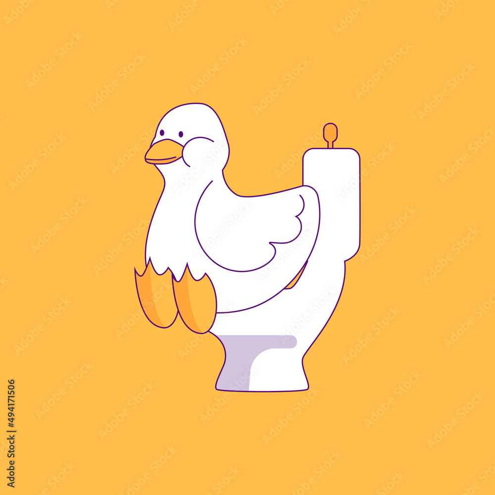 Cheerful duck. Bird poster design with human needs and daily situations ...