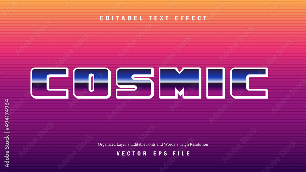 Editable Cosmic Font Design. Alphabet Typography Template Text Effect ...