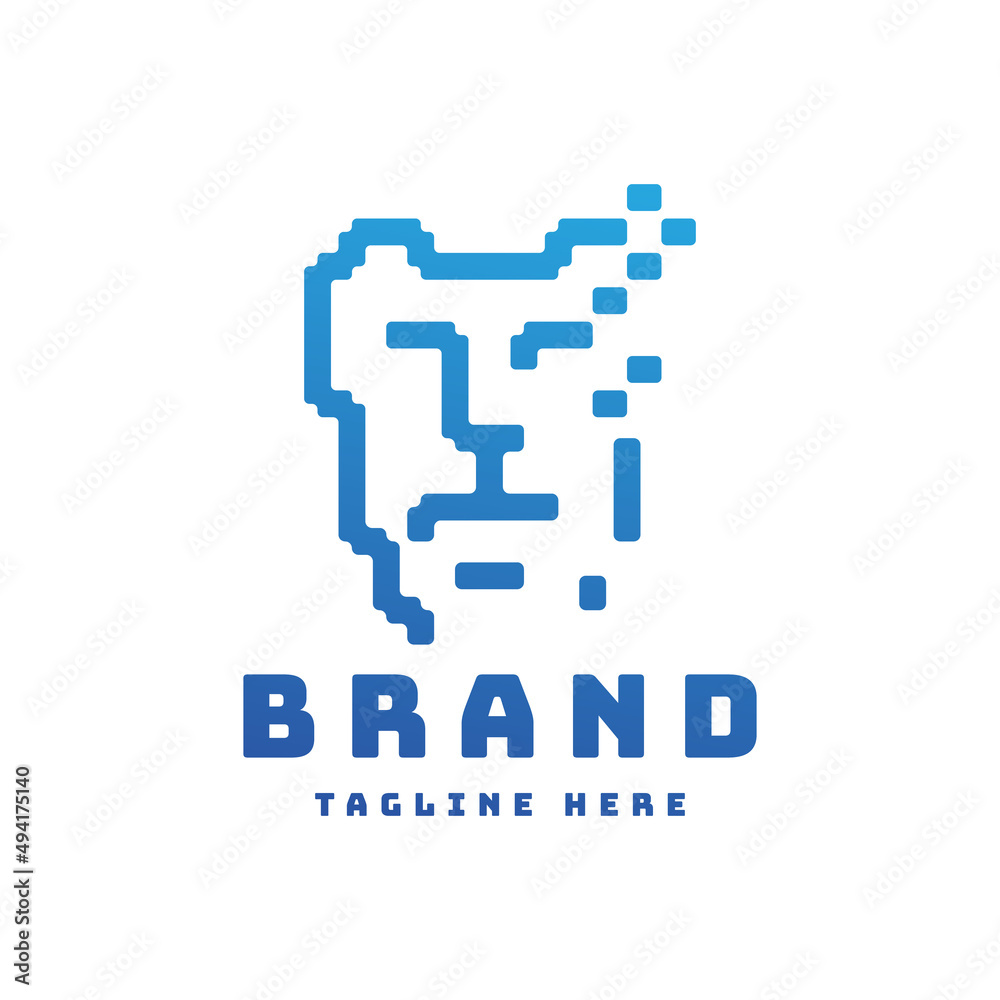 lion pixel logo design Stock Vector | Adobe Stock