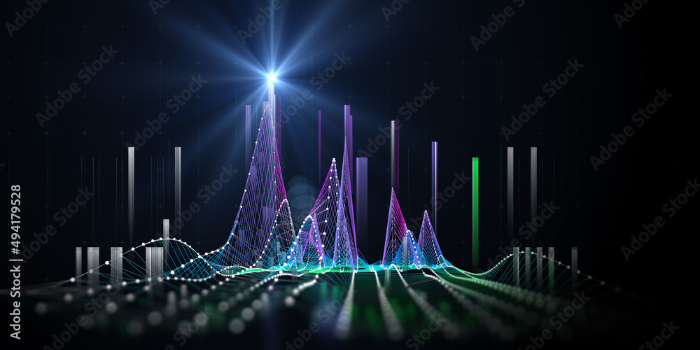 Big Data. Abstract digital background with graph light on black ...