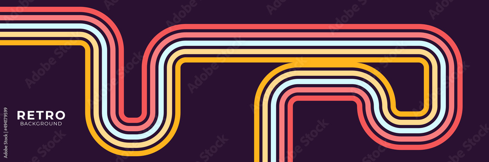 retro vintage 70s style stripes background poster lines. shapes vector ...