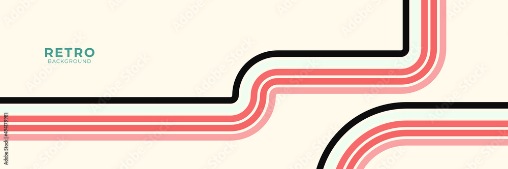 retro vintage 70s style stripes background poster lines. shapes vector ...
