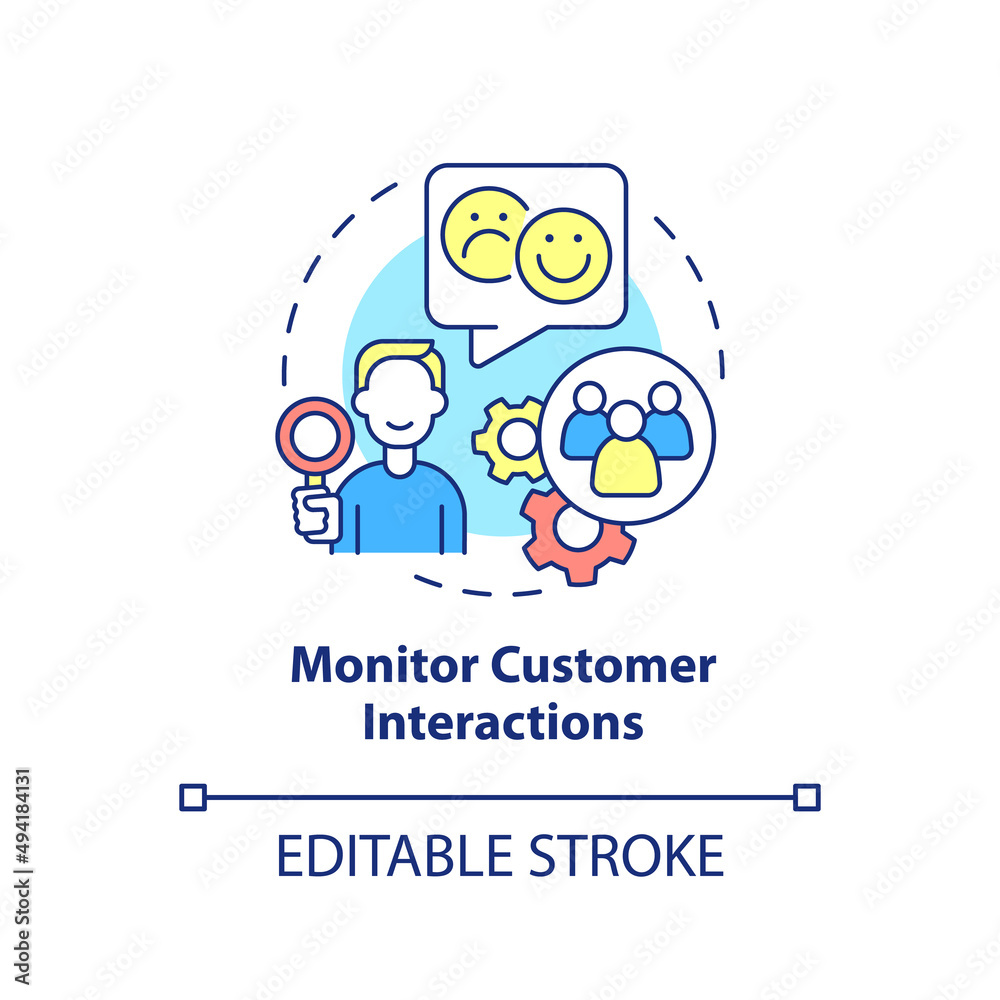 Monitor customer interactions concept icon. Ways to client-centric ...