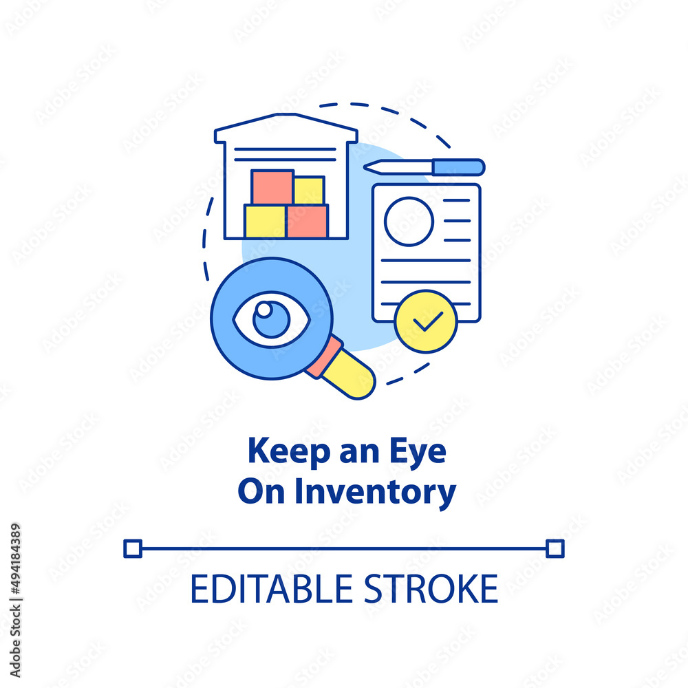 Keep eye on inventory concept icon. Way to increase business efficiency ...