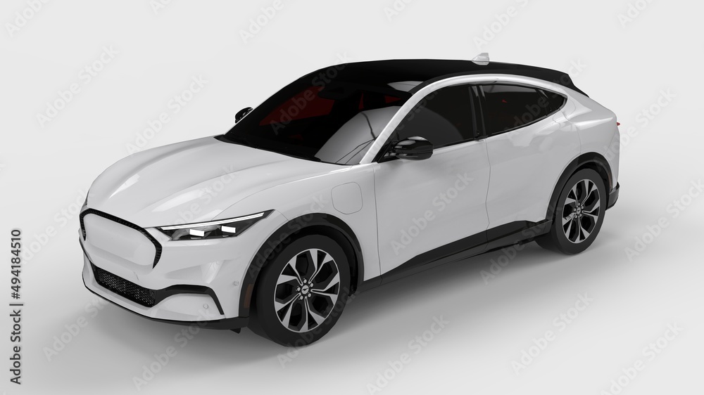 Mockup electric suv car similar to Ford Mustang Mach-E isolated on ...