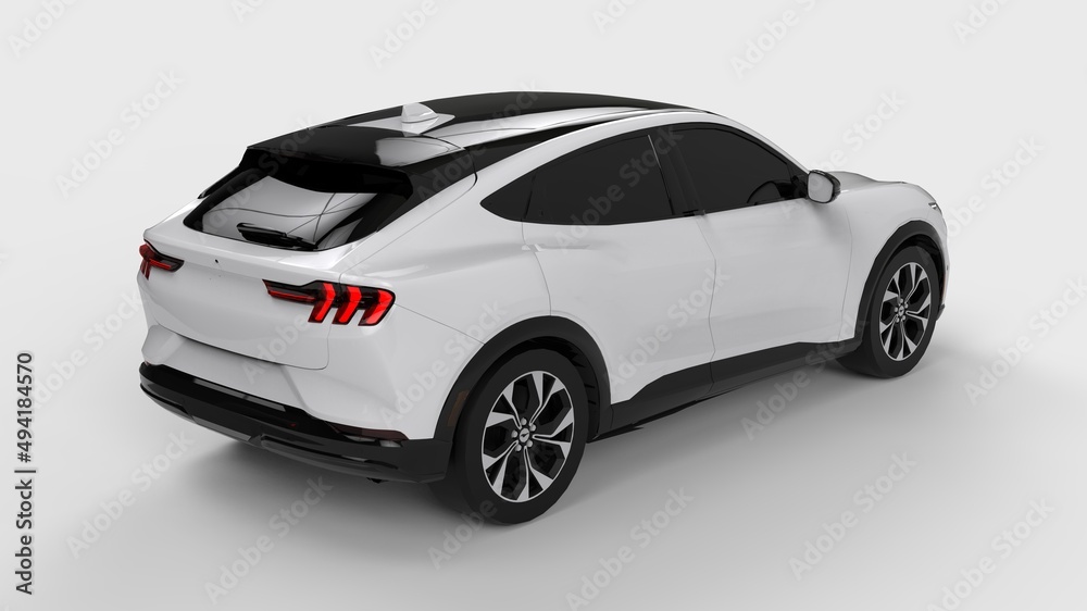 Mockup electric suv car similar to Ford Mustang Mach-E isolated on ...