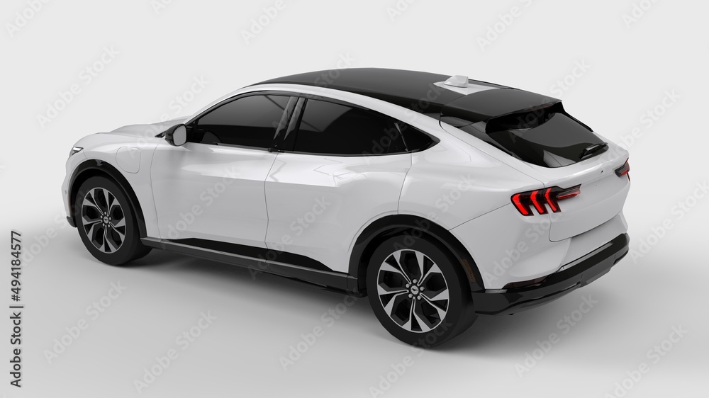 Mockup electric suv car similar to Ford Mustang Mach-E isolated on ...