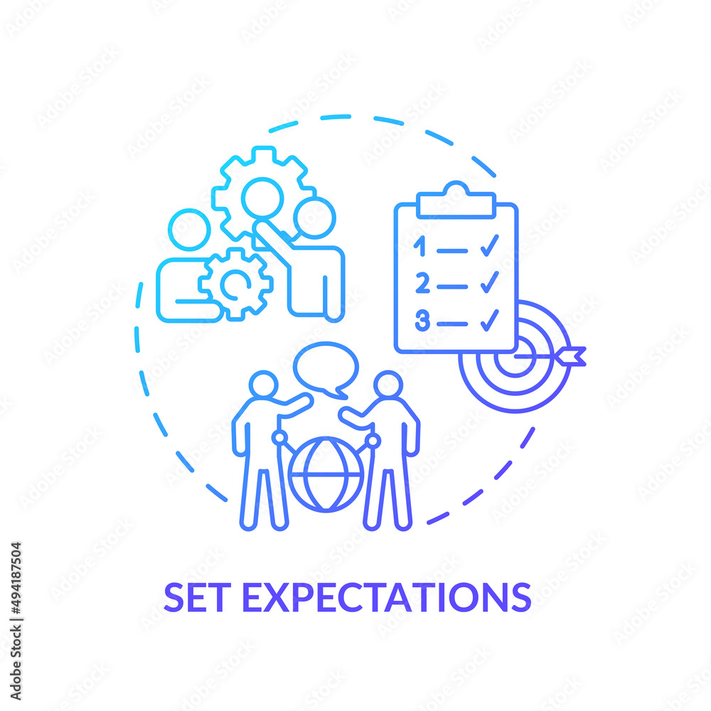 Set expectations blue gradient concept icon. Providing clear ...