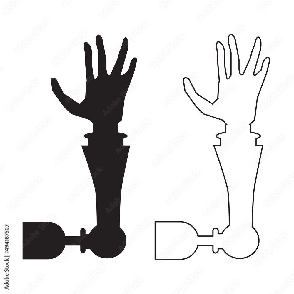 prosthetic arm icon on white background. disability and artificial ...