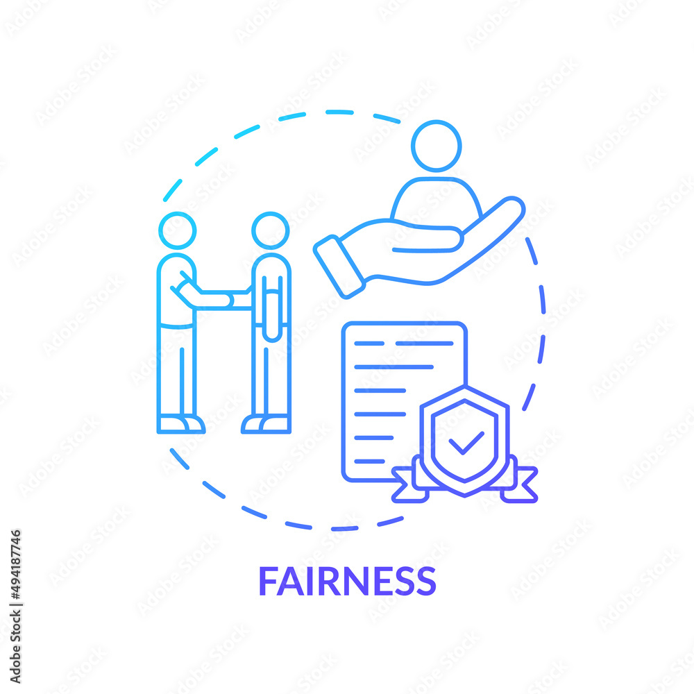 Fairness blue gradient concept icon. Trustful business organization ...