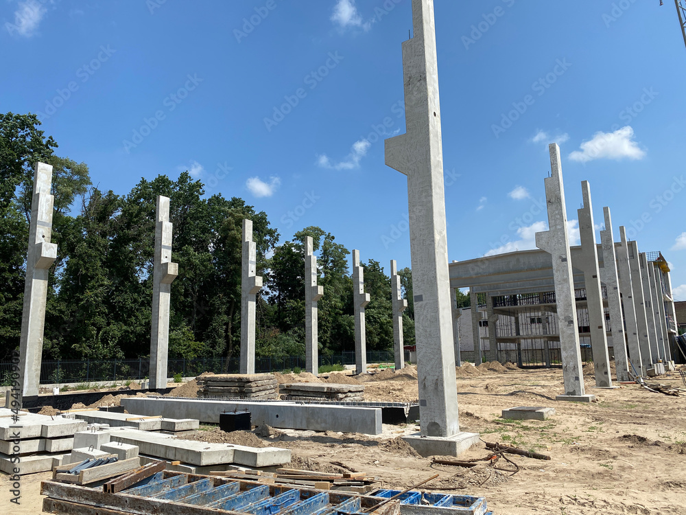Precast concrete structures of a public building. Stock Photo | Adobe Stock
