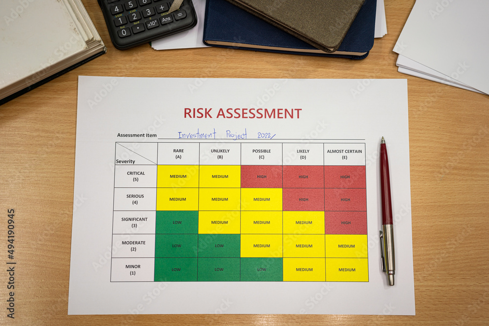 Risk assessment form of investment project 2022 with a luxury ball pen ...