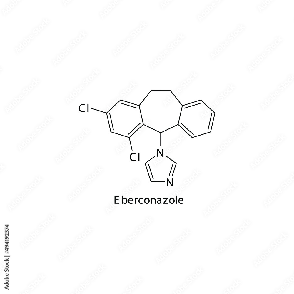 Eberconazole molecular structure, flat skeletal chemical formula. Azole ...