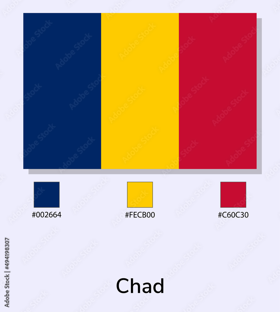 Vector Illustration of Chad flag isolated on light blue background ...