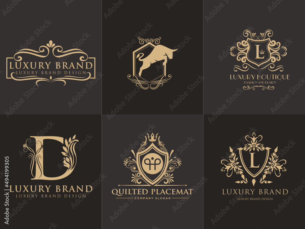 Luxury Gold Logos Elegant Emblem Monogram Luxury Logo. Premium Vector ...