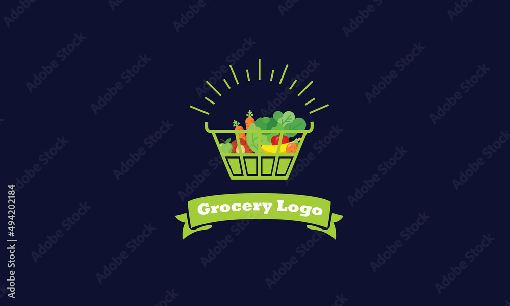 grocery store logo design idea template, Creative online shopping cart ...