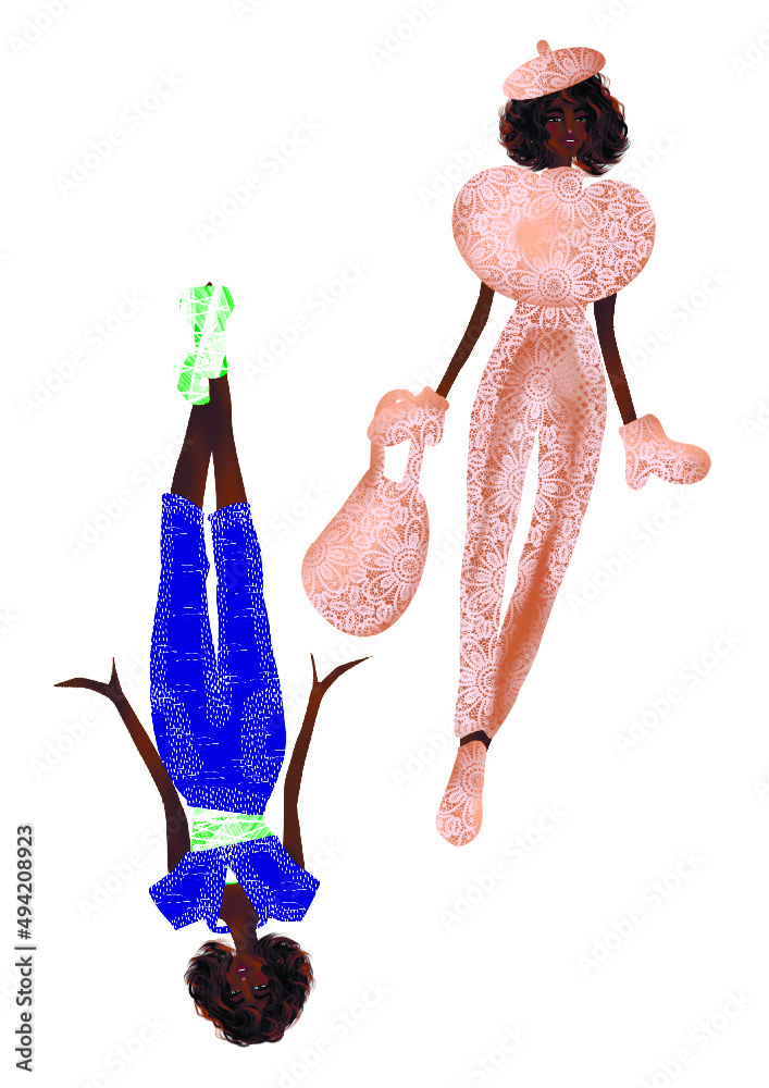 Fashion girls, models, paper dolls Stock Vector | Adobe Stock