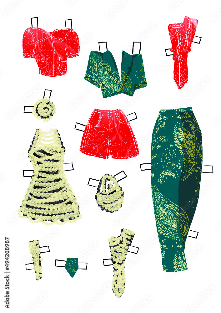 Fashion girls, models, paper dolls Stock Vector | Adobe Stock