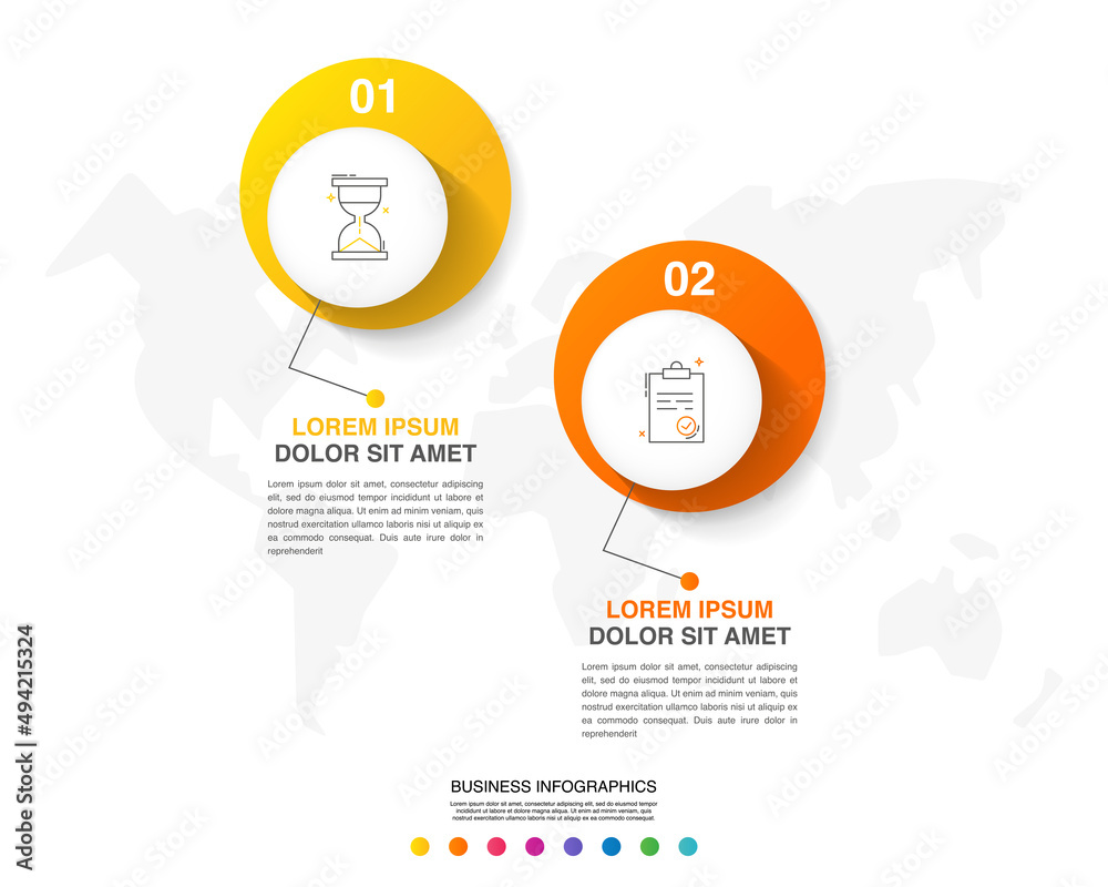 Vector circle infographics. Modern business timeline template with two ...