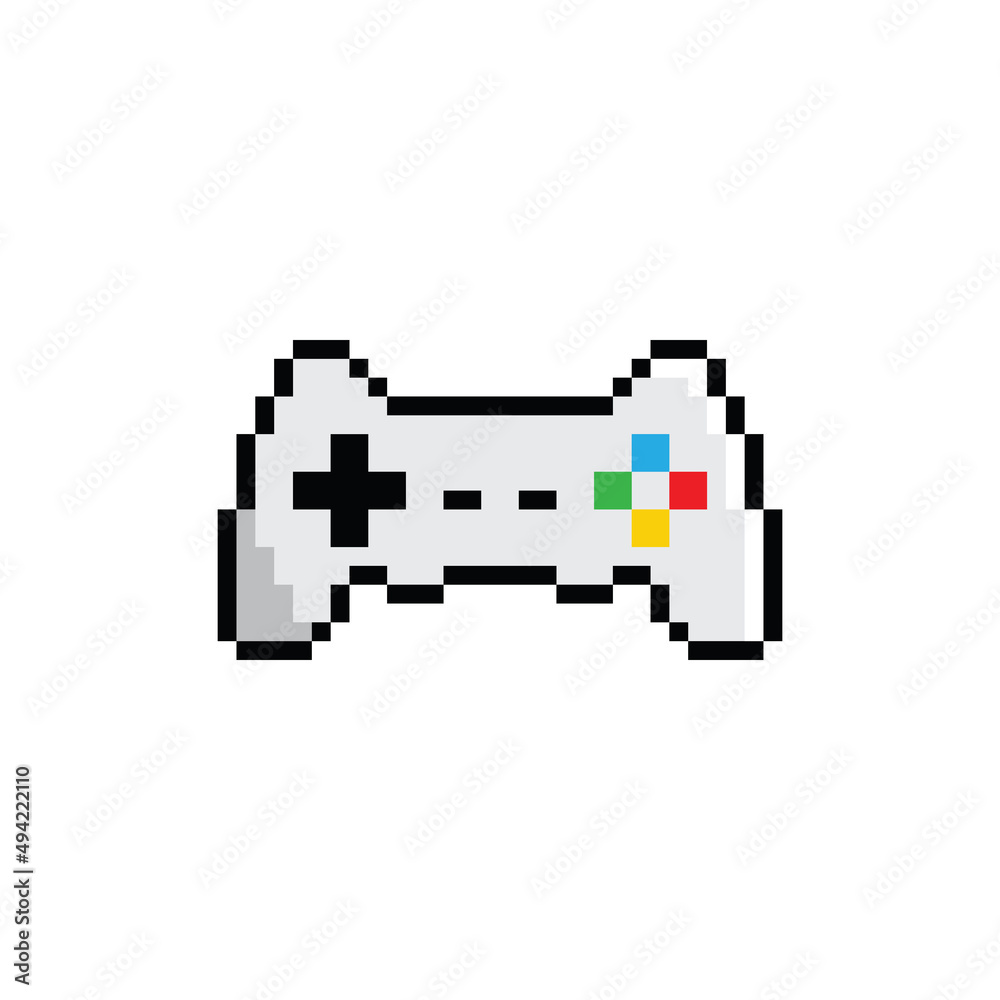 pixel gamepad icon vector. pixel art joystick sign for 8 bit games ...