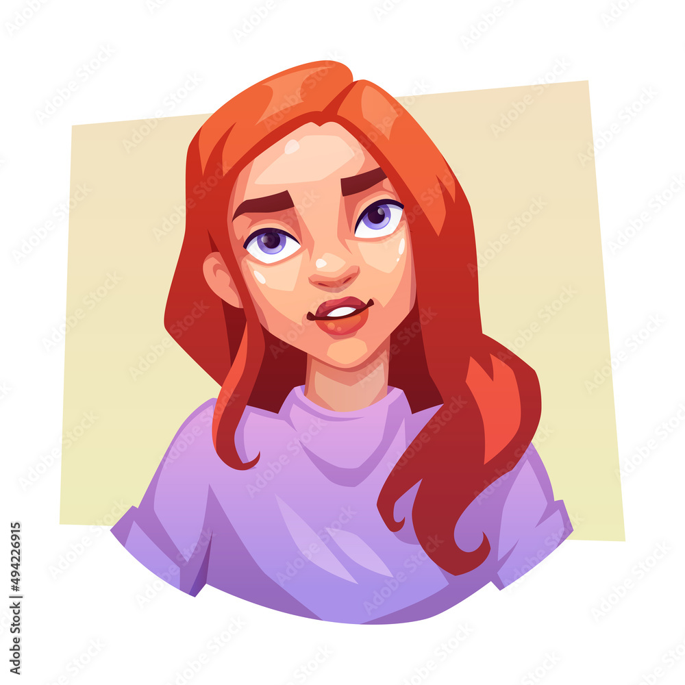 Portrait of a woman. Beautiful young girl with red hair. The girl's ...