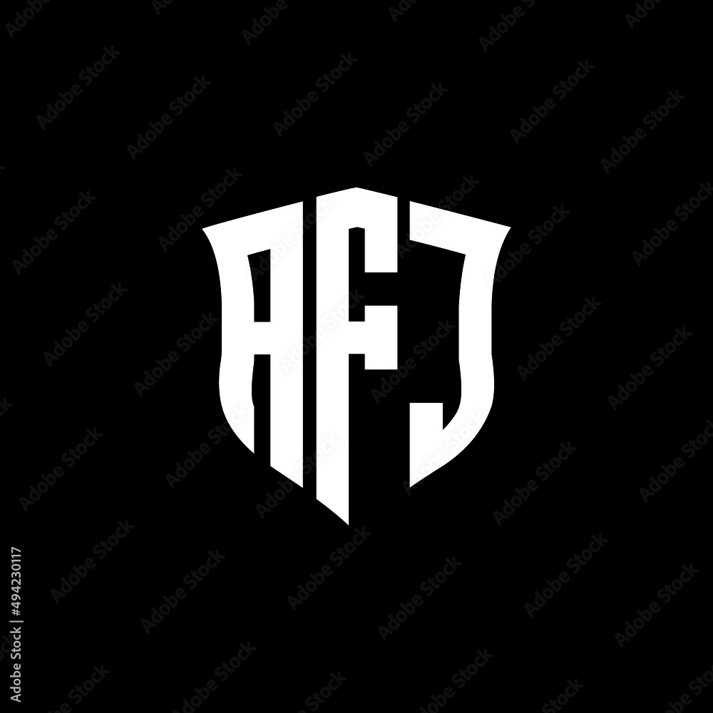 AFJ letter logo design with black background in illustrator, vector ...